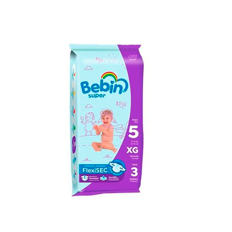 Pañales Bebin super flexisec talla XG 3 piezas - Fénix El Super de Casa