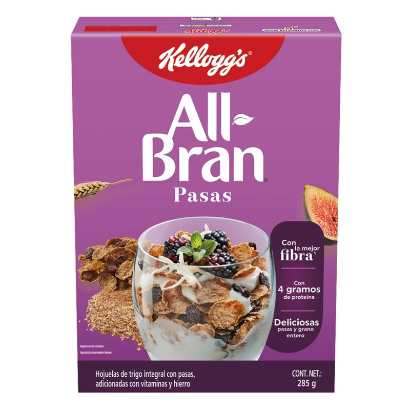 Cereal Kellogg's Nutri Fibra All Bran pasas 285 g - Fénix El Super de Casa