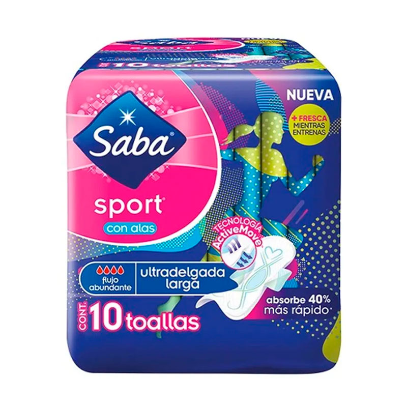 Toallas femeninas Saba v-sport ultradelgada larga con alas flujo ...