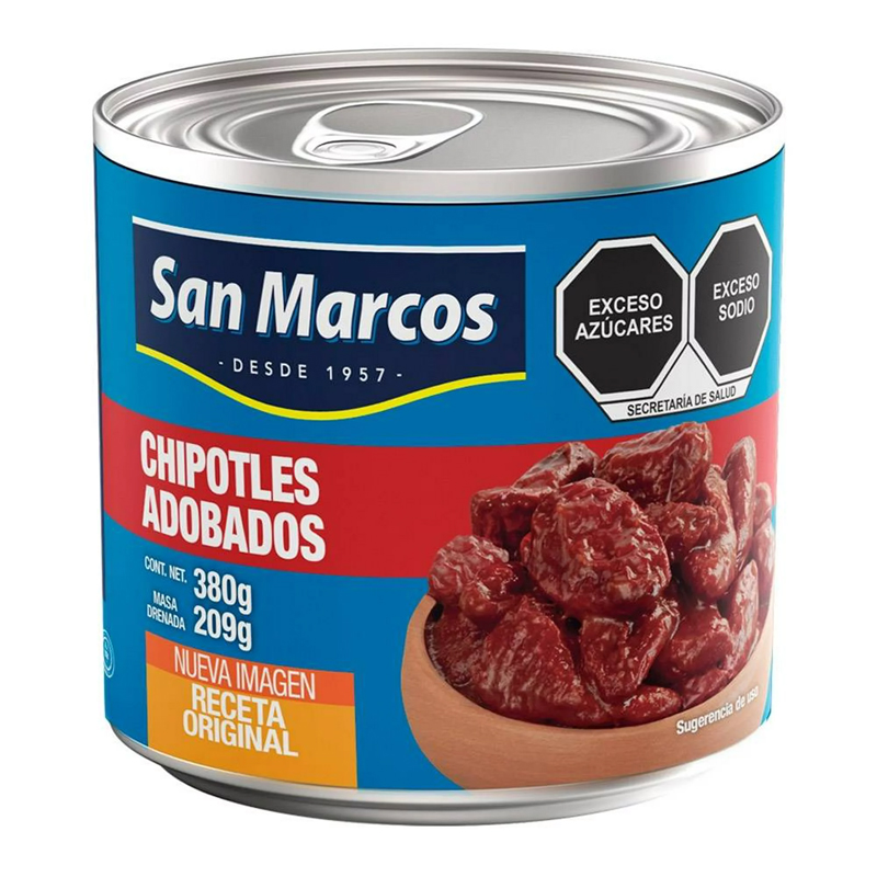 Chiles chipotles San Marcos adobados 380 g - Fénix El Super de Casa