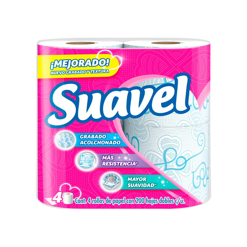 Papel higiénico Suavel 4 rollos de 200 hojas dobles c/u - Fénix El ...