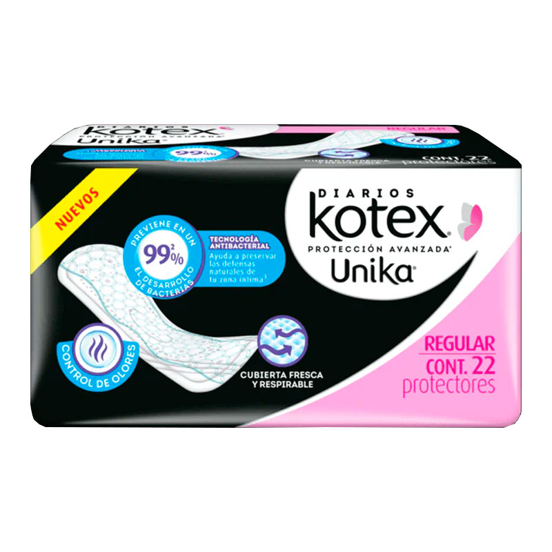 Pantiprotectores Kotex Unika diarios largos 22 piezas - Fénix El Super ...
