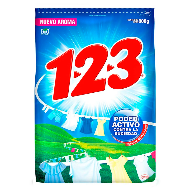 Detergente en polvo 123 maxi poder fresca blancura 800 g - Fénix El ...