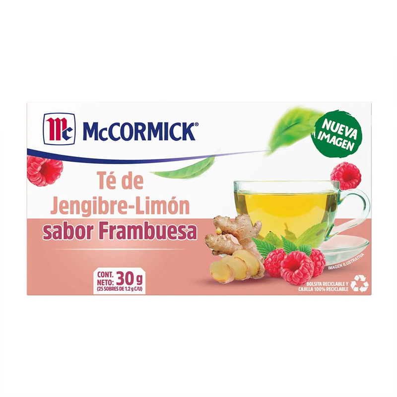 Té Mccormick de jengibre limón sabor frambuesa 25 sobres 30 g - Fénix ...