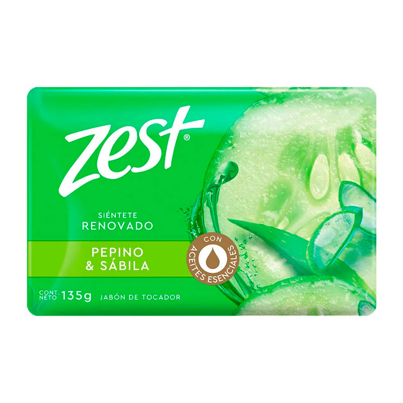 Jabón en barra Zest antibacterial pepino y sábila 135 g - Fénix El ...