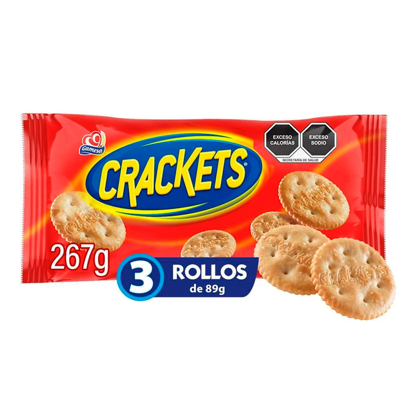Galletas Gamesa Crackets sabor mantequilla 3 rollos de 89 g c/u - Fénix ...