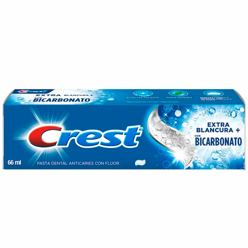 Pasta dental Crest Extra blancura con bicarbonato anticaries con flúor ...